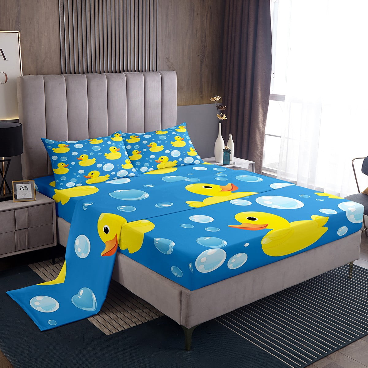 YST Cute Duck King Size Sheet Sets for Kids Boys Girls Cartoon Duck ...