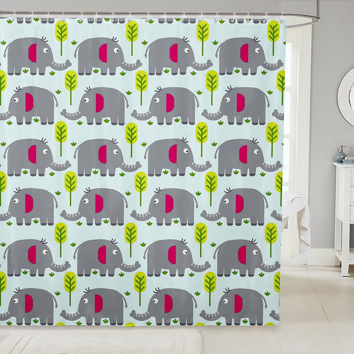 Cute Elephant Bathroom Shower Curtain Sets Safari Wild Print Shower ...