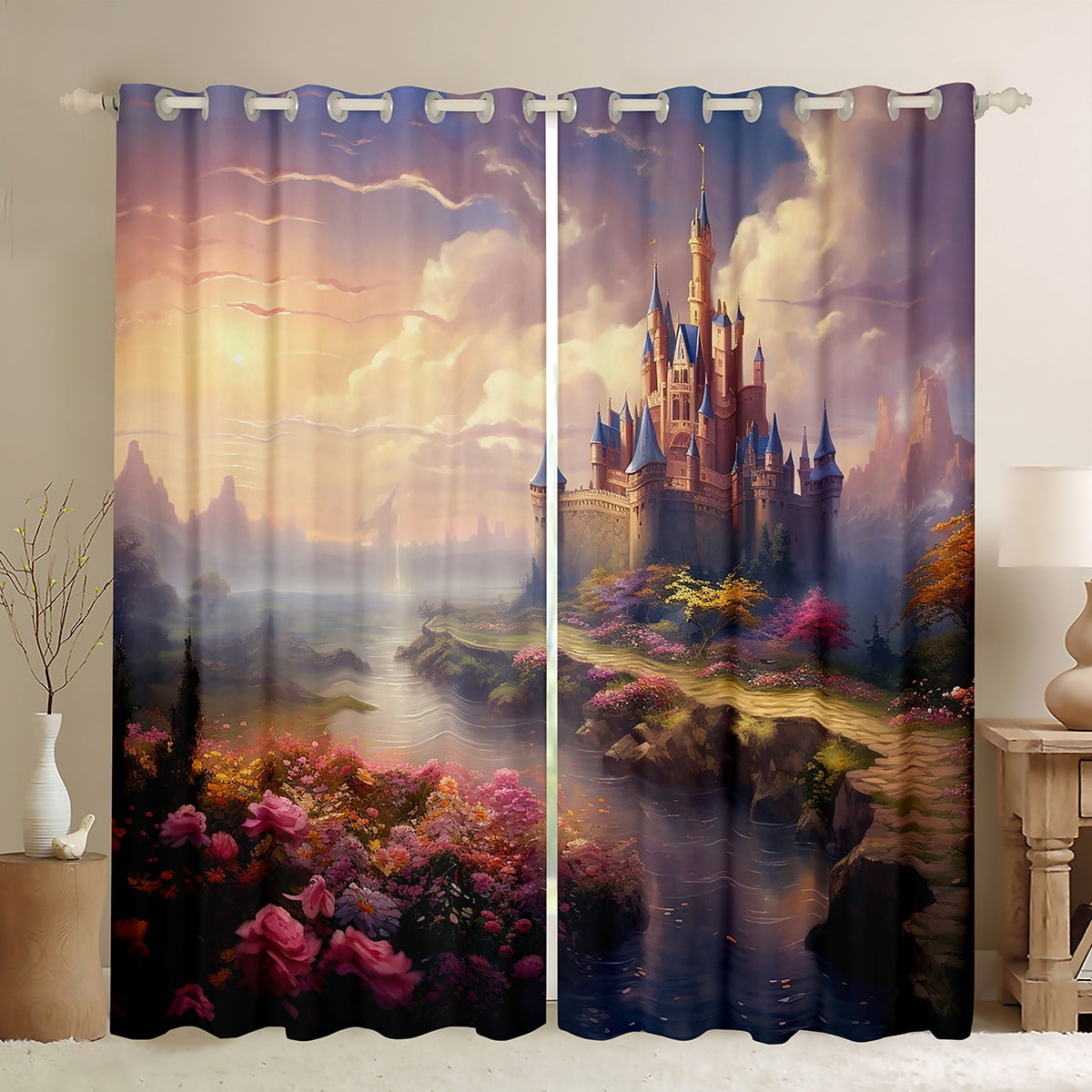 YST Cute Fairy Princess Curtains for Kids Girls Teens,Dreamy Princess ...