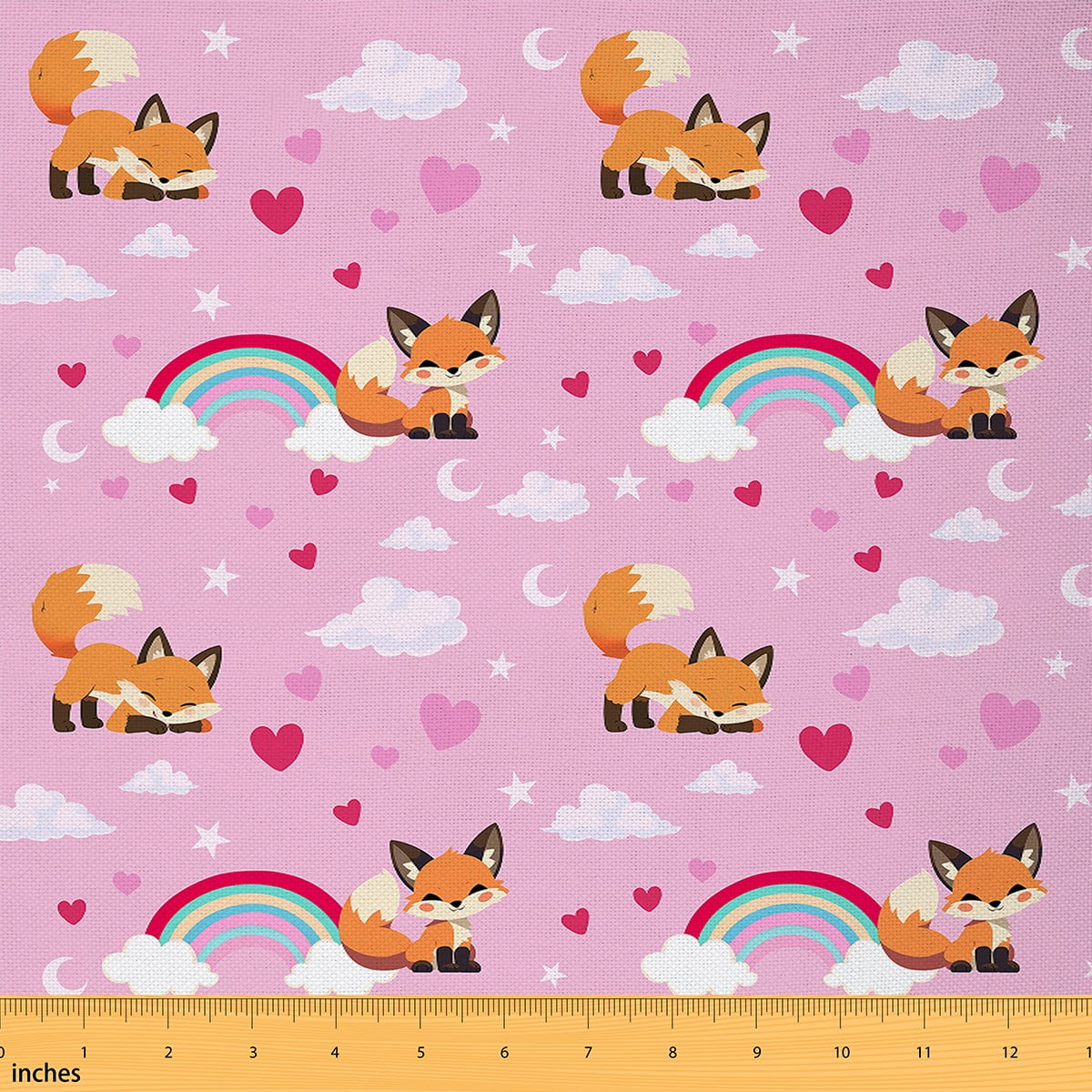 YST Cute Fox Fabric by The Yard for Kids Child,Pink Rainbow Pastel ...