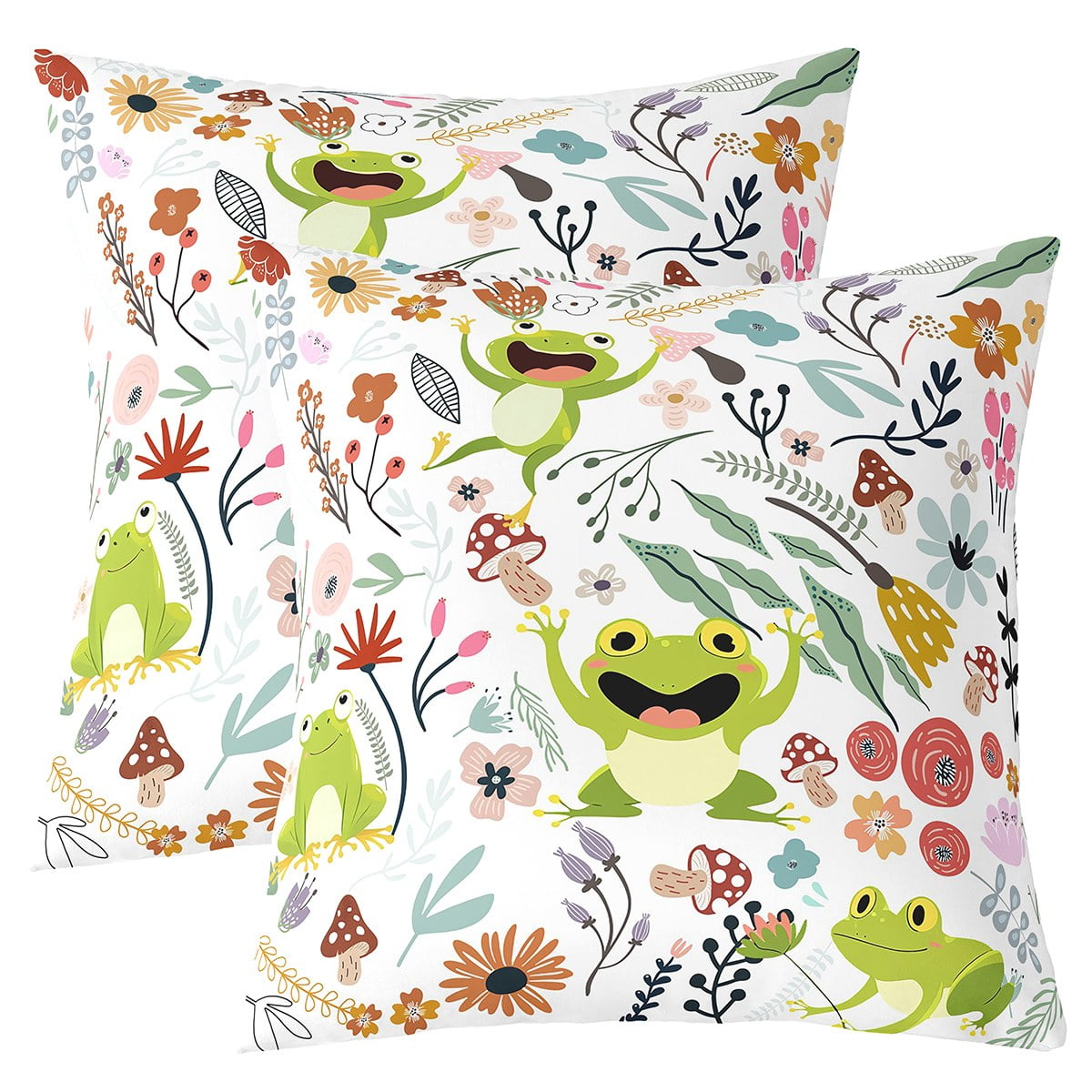 Erosebridal Cute Frog Throw Pillow Covers Pack of 2,Reptile Animal ...