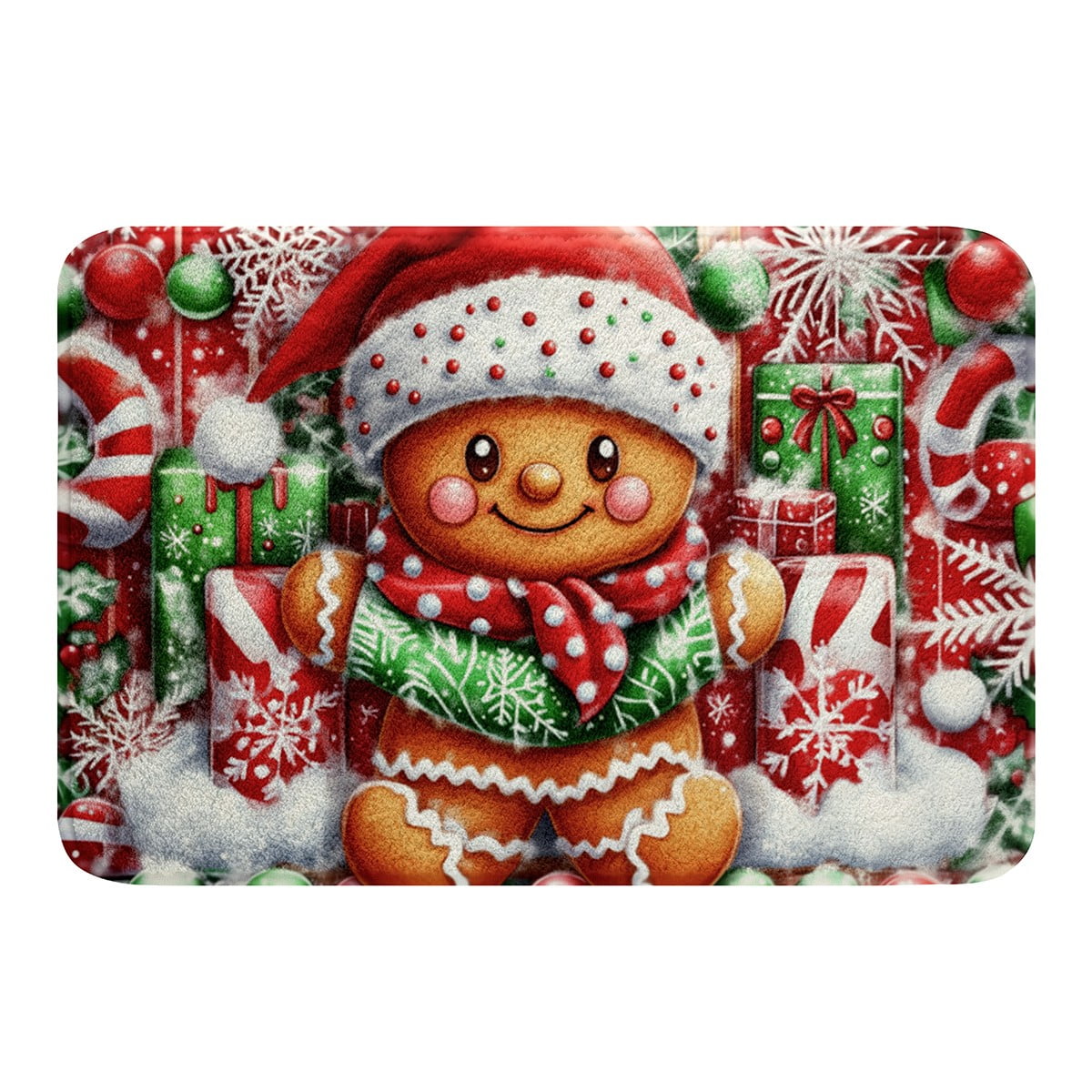Erosebridal Cute Gingerbread Man Bathroom Rug 16"X24",Cartoon Christmas ...