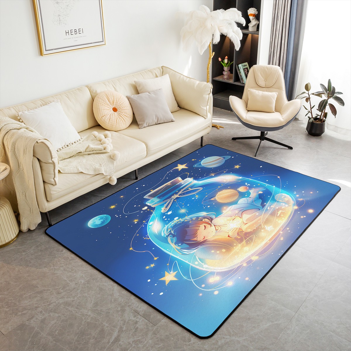 Erosebridal Cute Girl Area Rug,Wishing Bottle Carpet Home Decorative ...