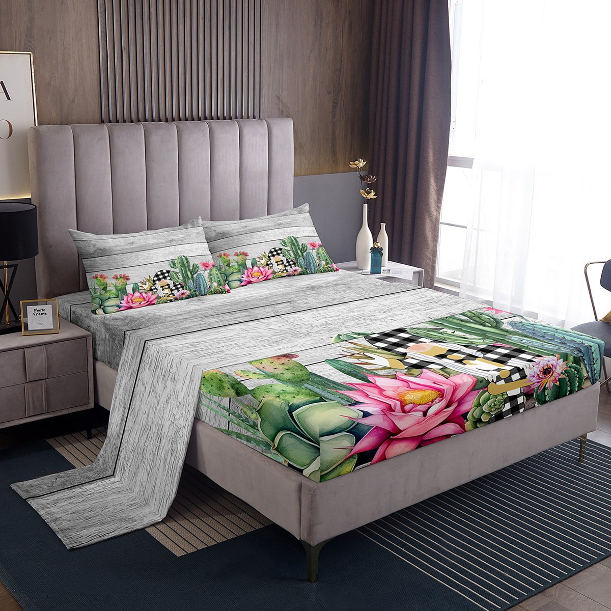 YST Cute Gnomes Bed Sheets Set for Kids Boys Girls,Spring Cactus Flower ...