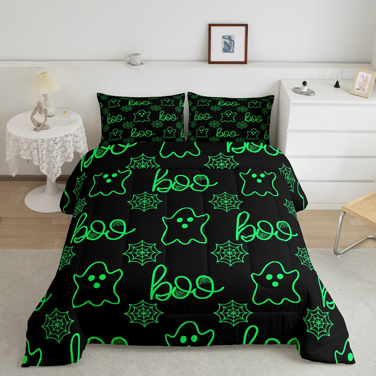 YST Cute Gothic Ghost Bedding Set King Happy Halloween Comforter Set ...