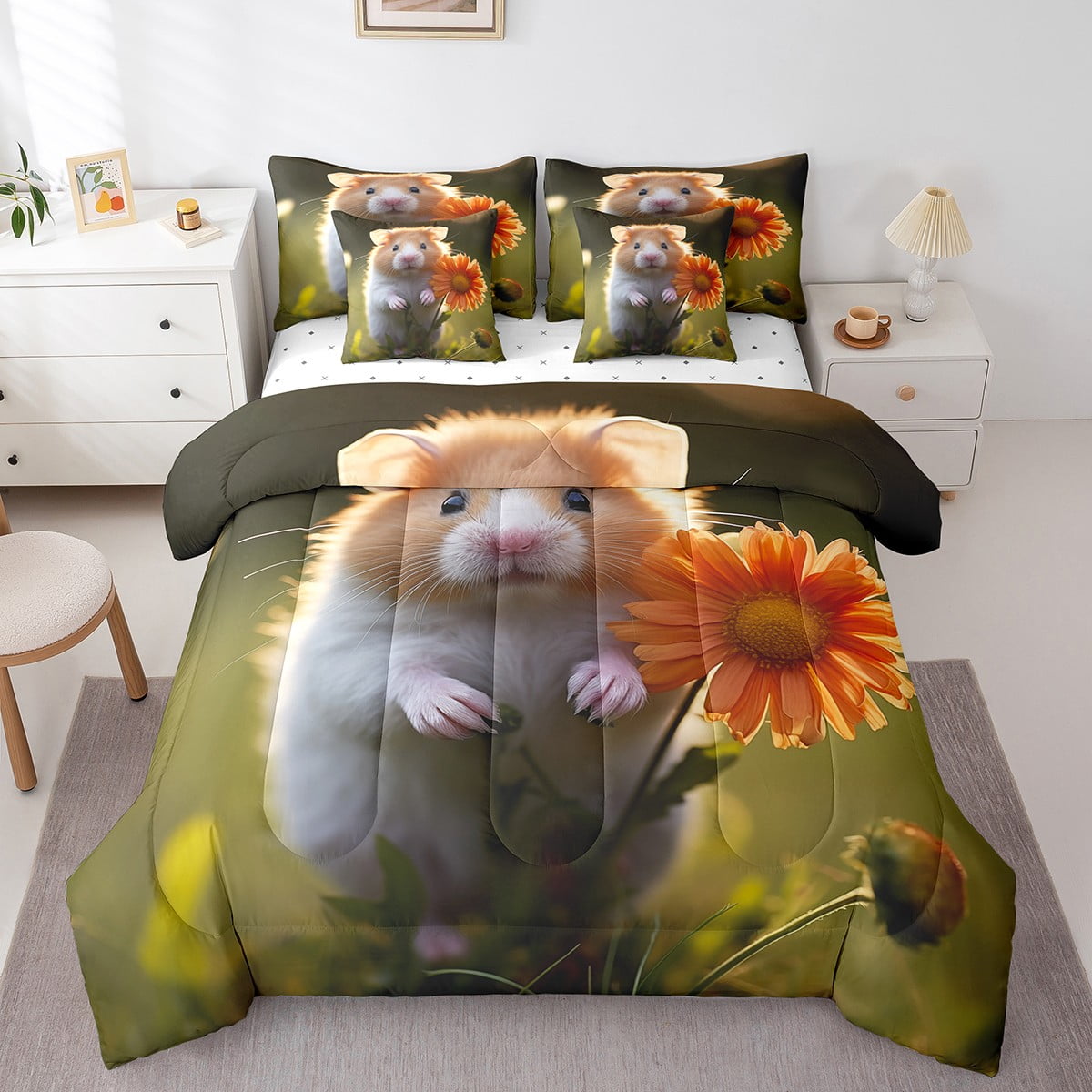 YST Cute Guinea Pig Bedding Full Size 7Pcs Kawaii Hamster Comforter Set ...