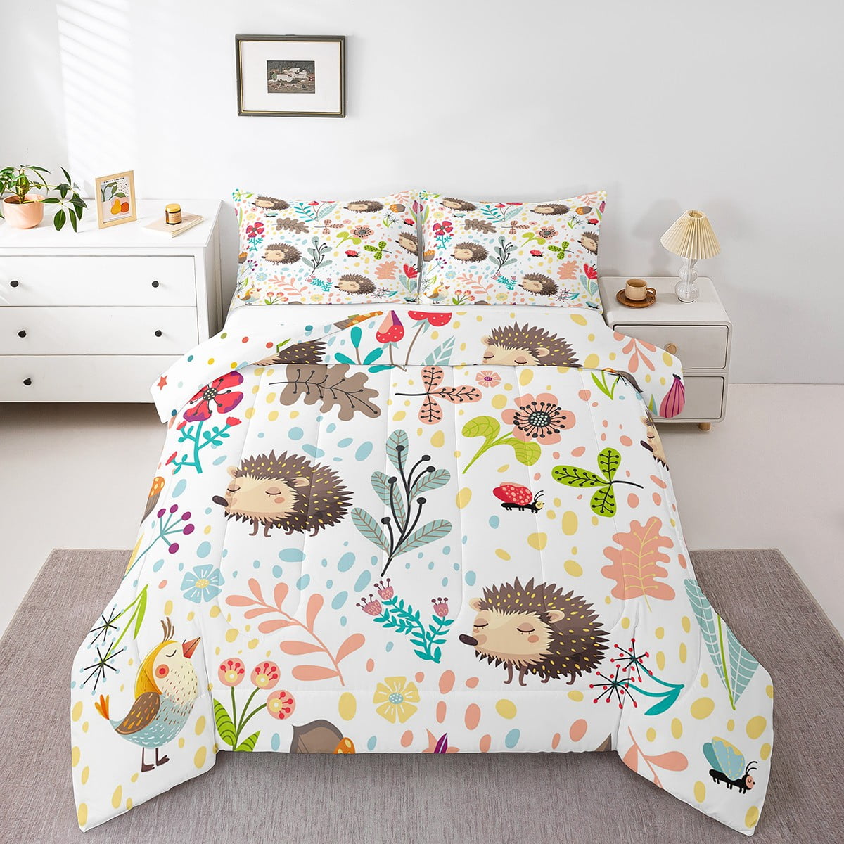 YST Cute Hedgehog Bedding Set Cartoon Hedgehog Comforter Sets Queen For ...