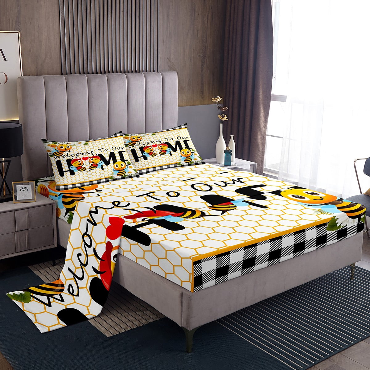 Erosebridal Cute Honey Bee Queen Sheet Set Kawaii Animal Sheets ...