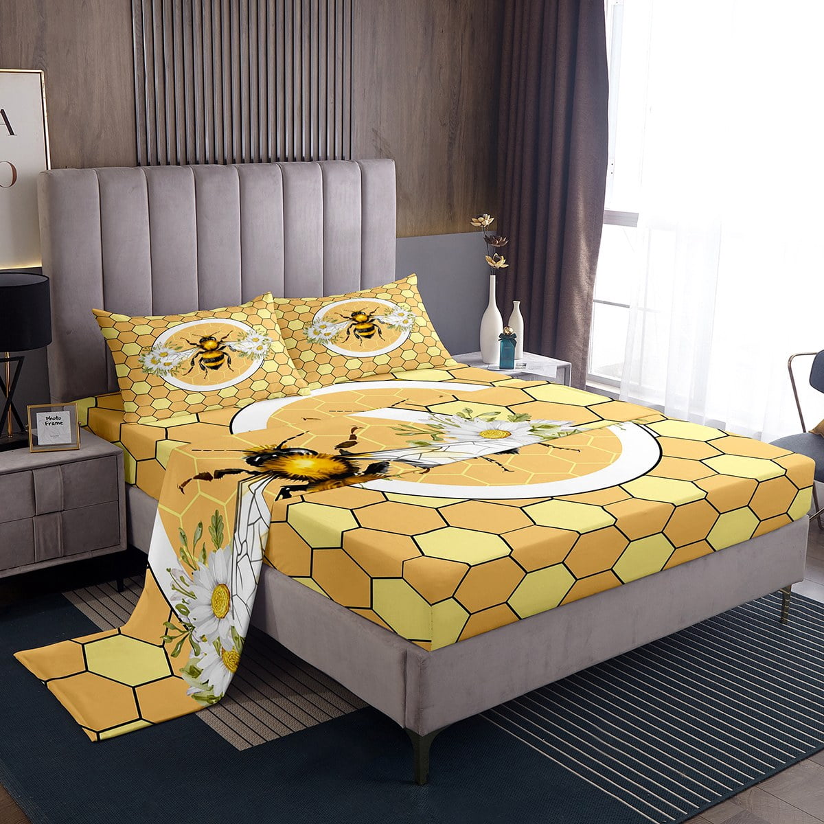Erosebridal Cute Honeybee Bed Sheets Set Spring Garden Full Sheet Set ...