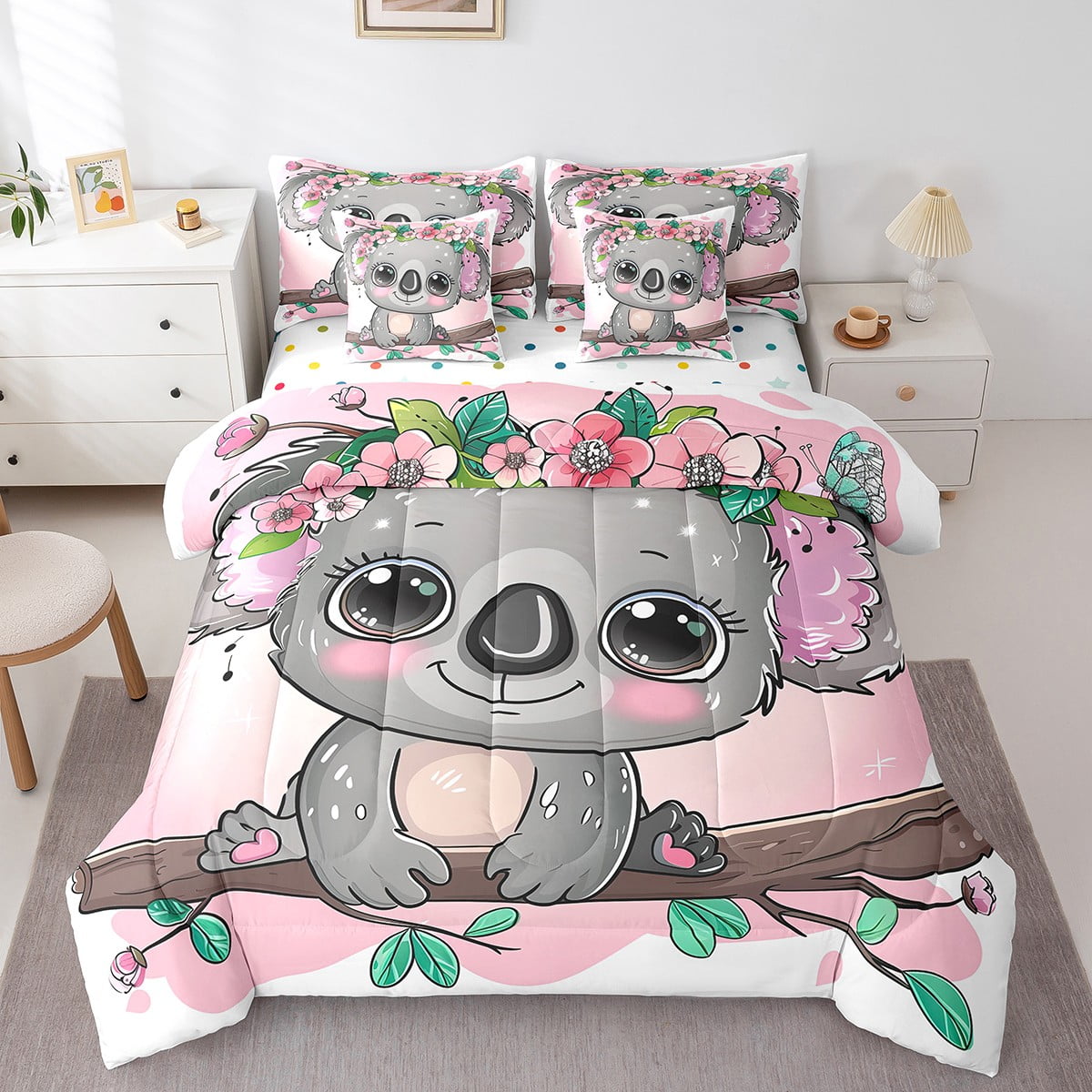 Cute Koala Bedding Sets Kawaii Koala 7 Piece Twin Bed In A Bag Colorful ...