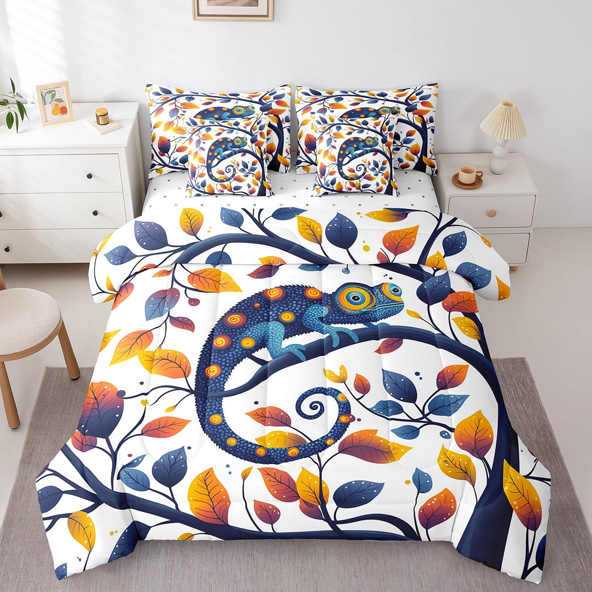 YST Cute Lizard 7 Pieces Bedding Set Cartoon Lizard Reptile Animals ...