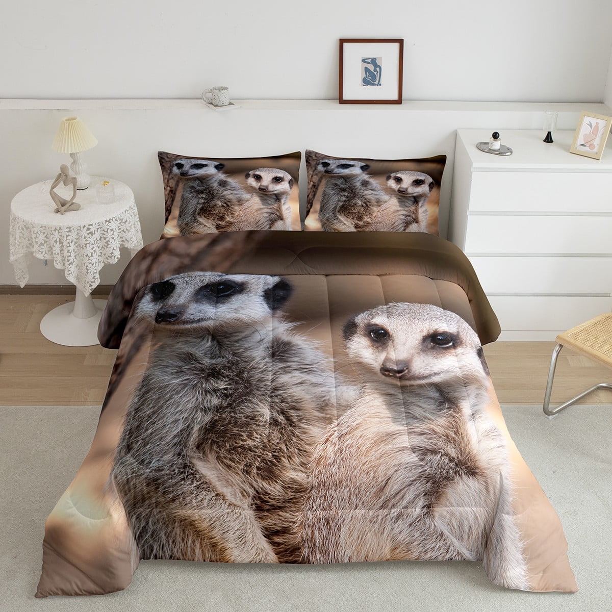 YST Cute Meerkat Comforter Twin Wild Animal Bedding Set, Kawaii ...