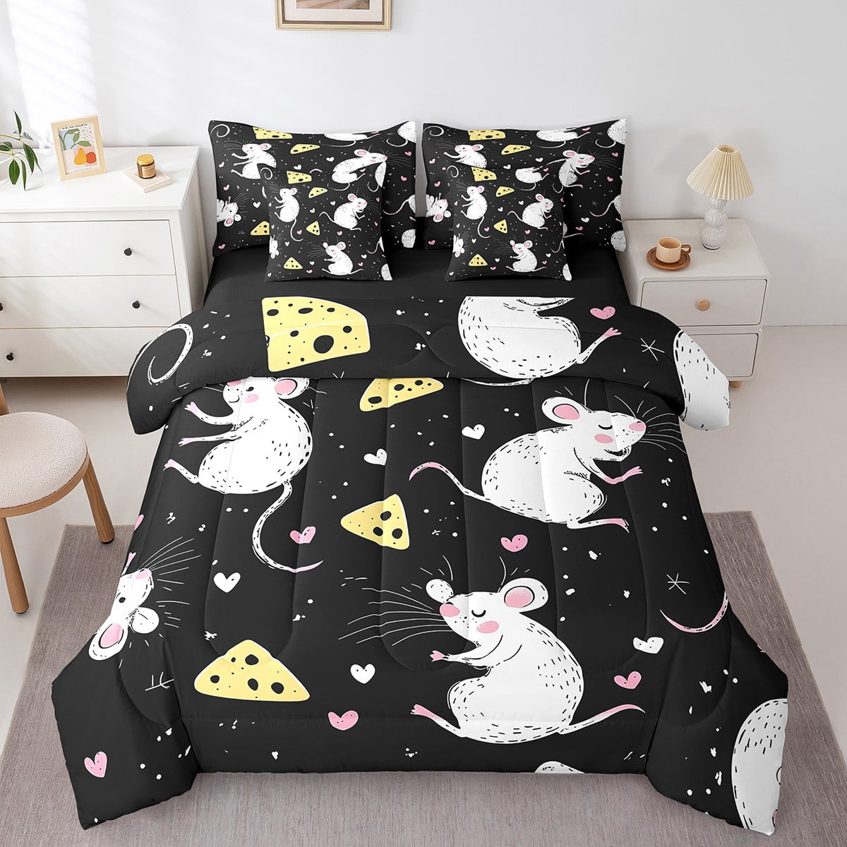 Cute Mouse Bed In A Bag Kawaii Rat Comforter Set,Cartoon Animal Bedding ...