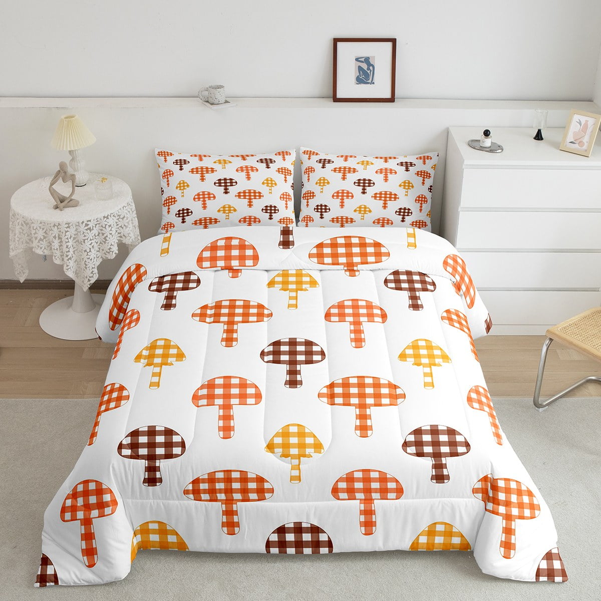 YST Cute Mushroom Comforter Set Queen for Boys Girls Kids Kawaii Plants ...