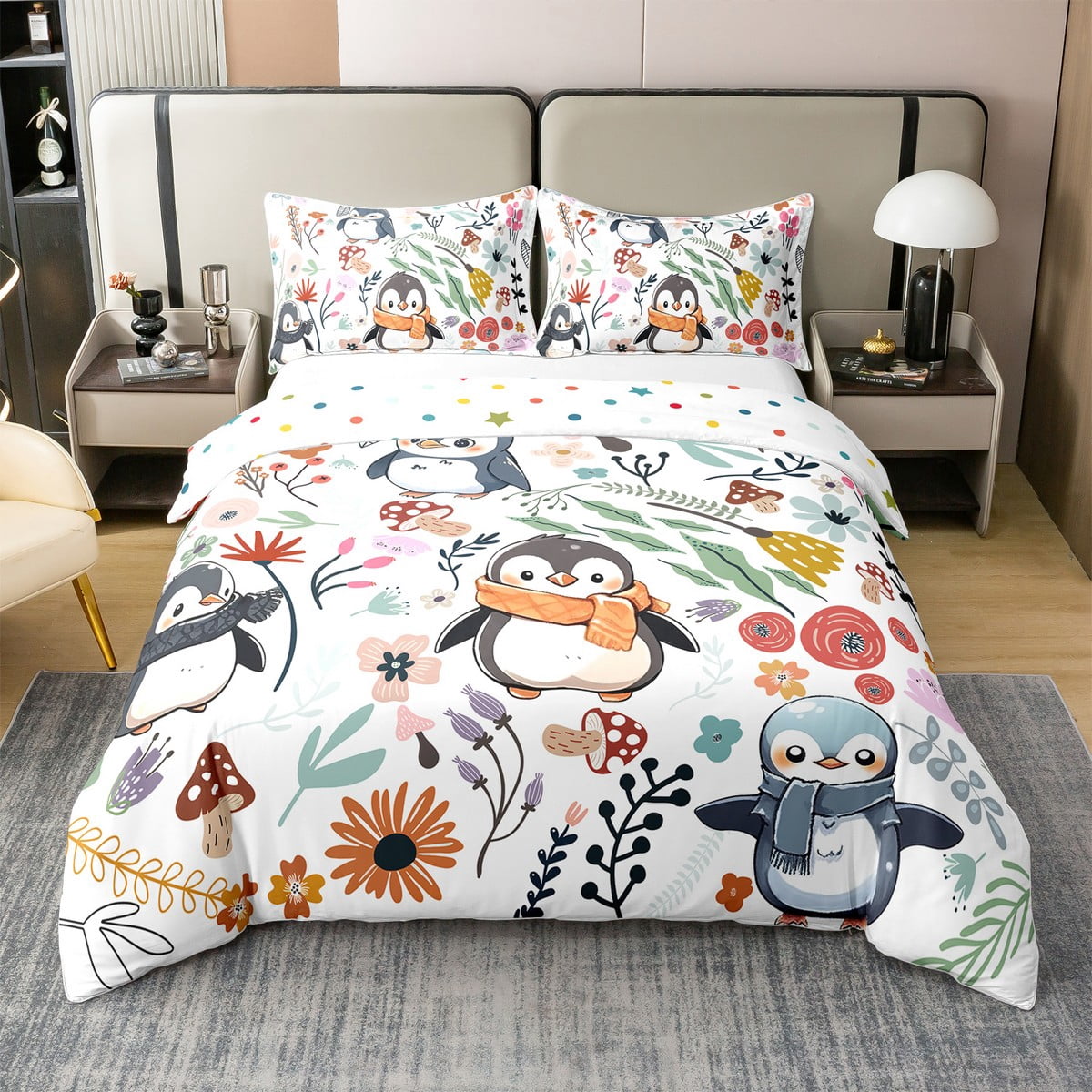 Erosebridal Cute Penguin 100% Organic Cotton Duvet Cover,Winter ...