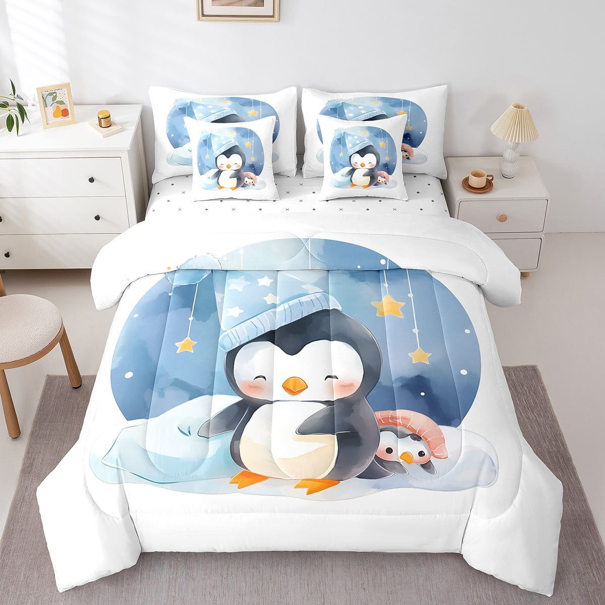 YST Cute Penguin Comforter Set Full 7 Pcs Cartoon Antarctic Animal Bed ...