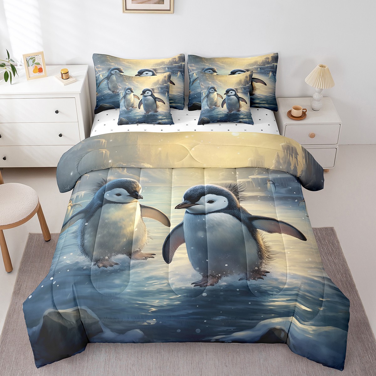 YST Cute Penguin Full Bedding Sets 7-Piece For Kids Boys Girls ...