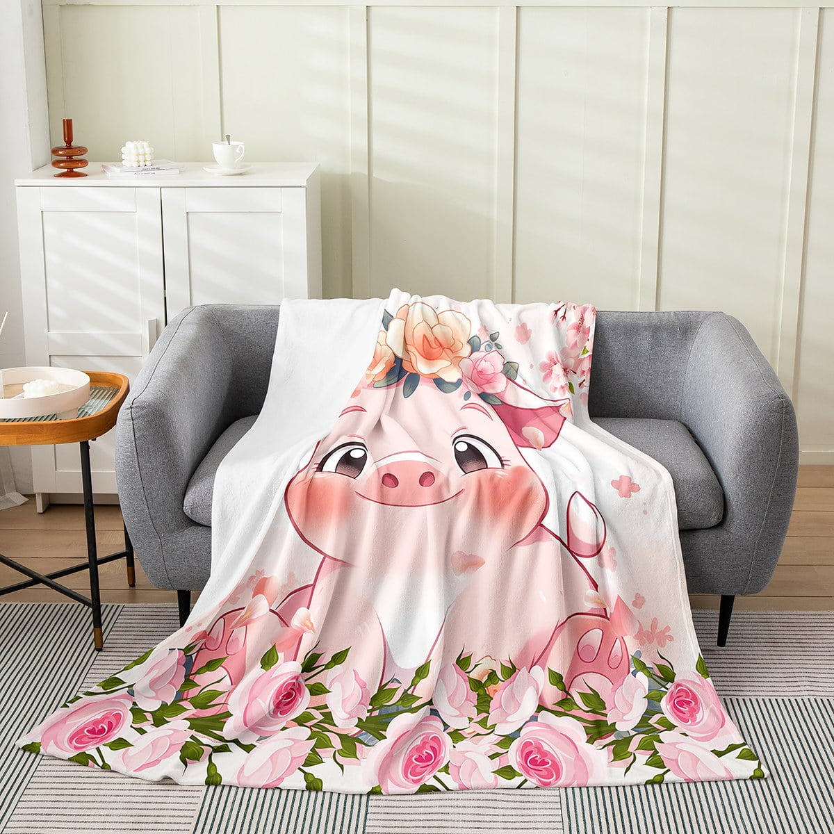 Cute Pig Throw Blanket Kawaii Farm Animal Fleece Blanket 30x40 inch ...