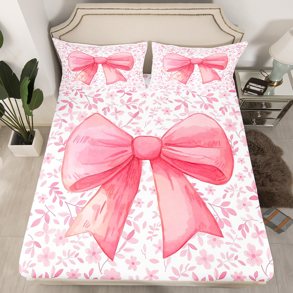 Cute Princess Bed Sheets Kawaii Bowknot Bedding Set Queen Teen Women ...