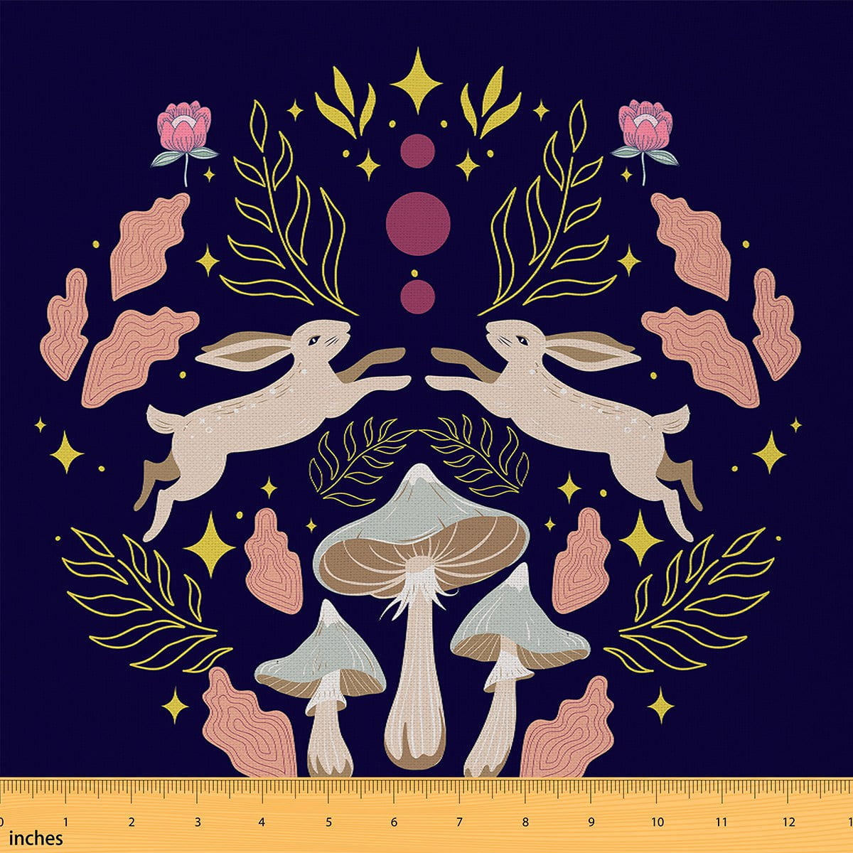 Erosebridal Cute Rabbit Fabric by The Yard,Wild Mushroom Animal Jungle ...