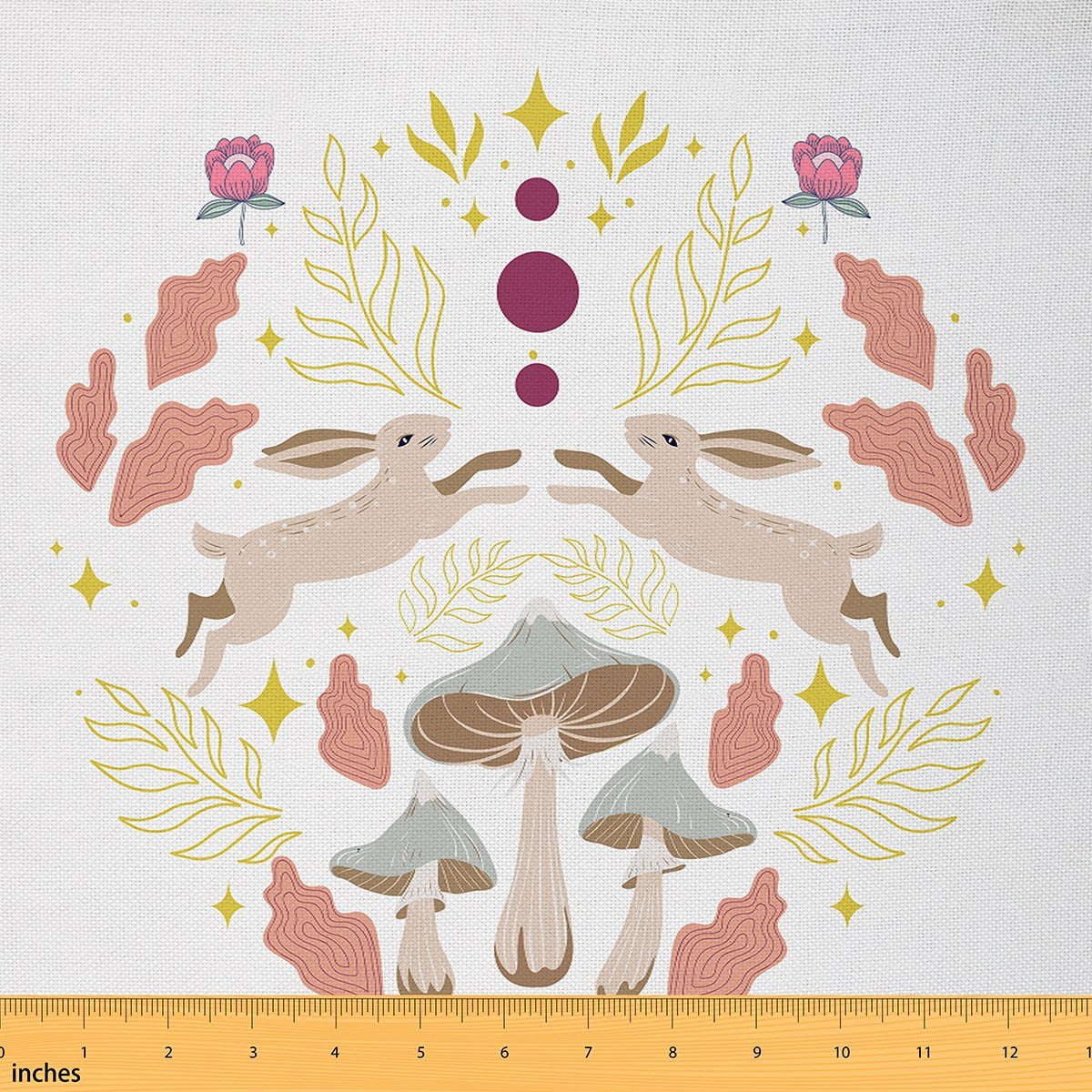 Erosebridal Cute Rabbit Fabric by The Yard,Wild Mushroom Animal Jungle ...