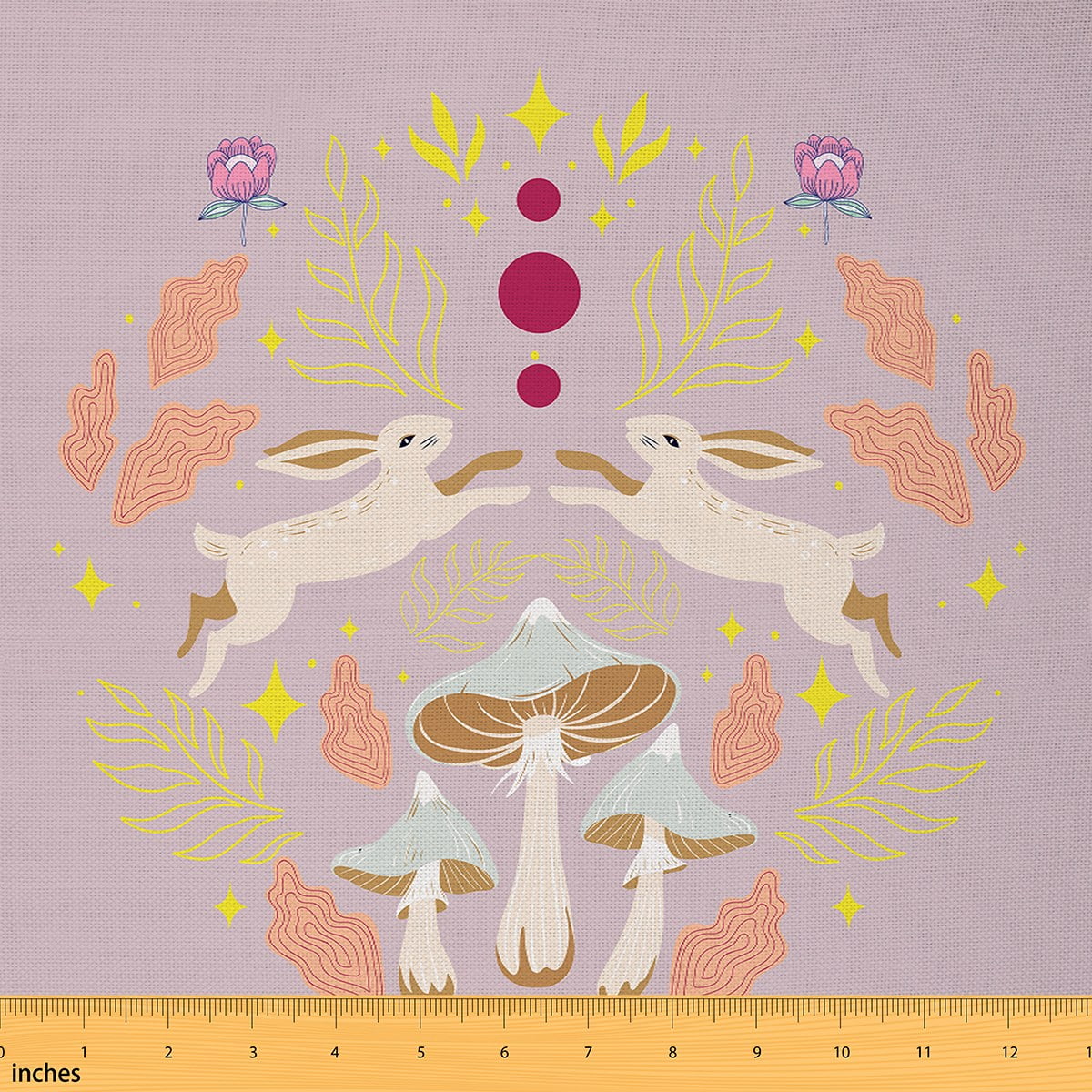 Erosebridal Cute Rabbit Fabric by The Yard,Wild Mushroom Animal Jungle ...