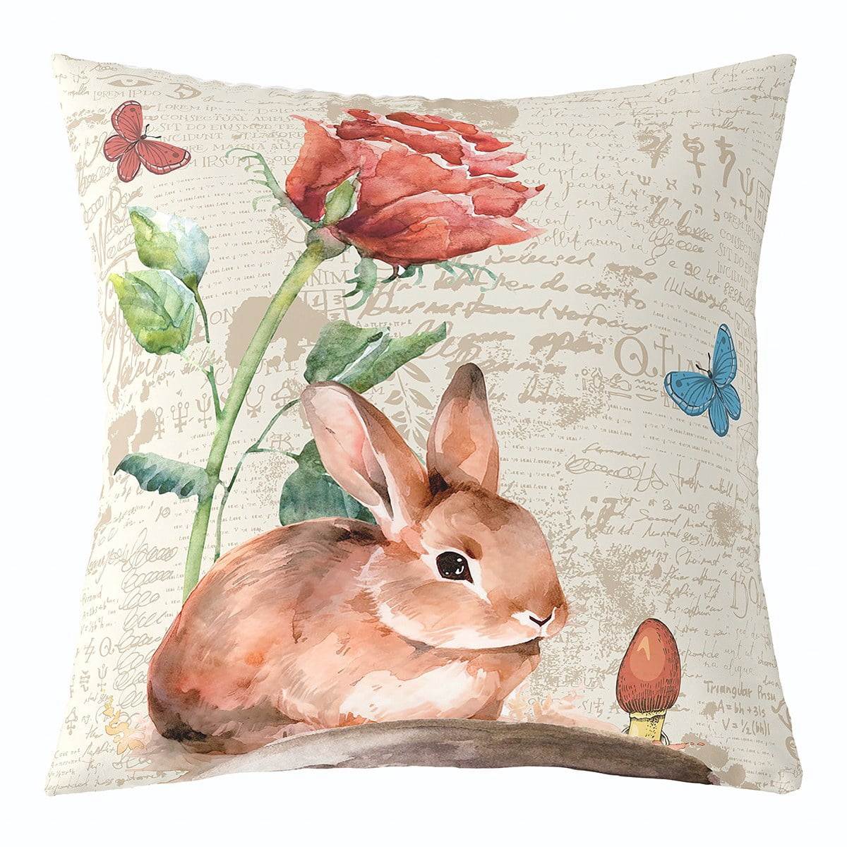 Cute Rabbit Throw Pillow Cover 16x16 Inch,Easter Bunny Cushion Cover ...