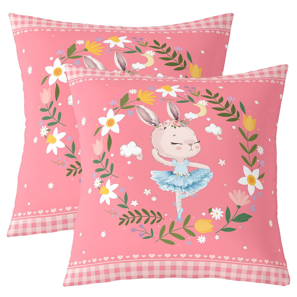 Erosebridal Cute Rabbit Throw Pillow Covers Set of 2,Ballerina Pillow ...