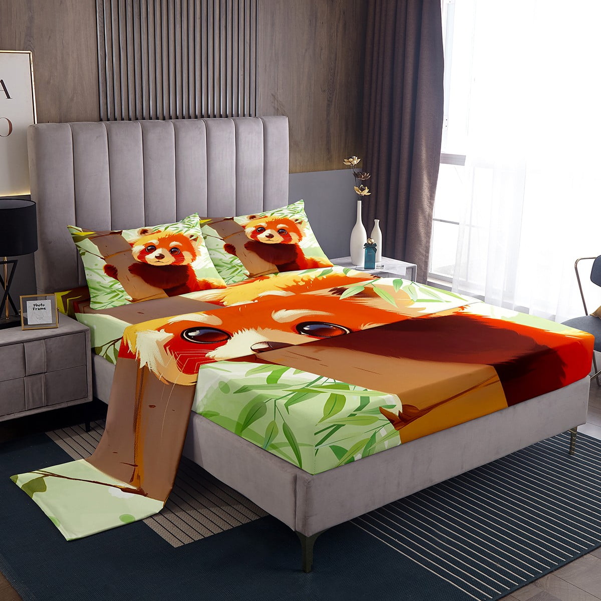 Cute Raccoon Bed Sheets Set Twin Leaves Sheet Set Cartoon Animal Sheets ...