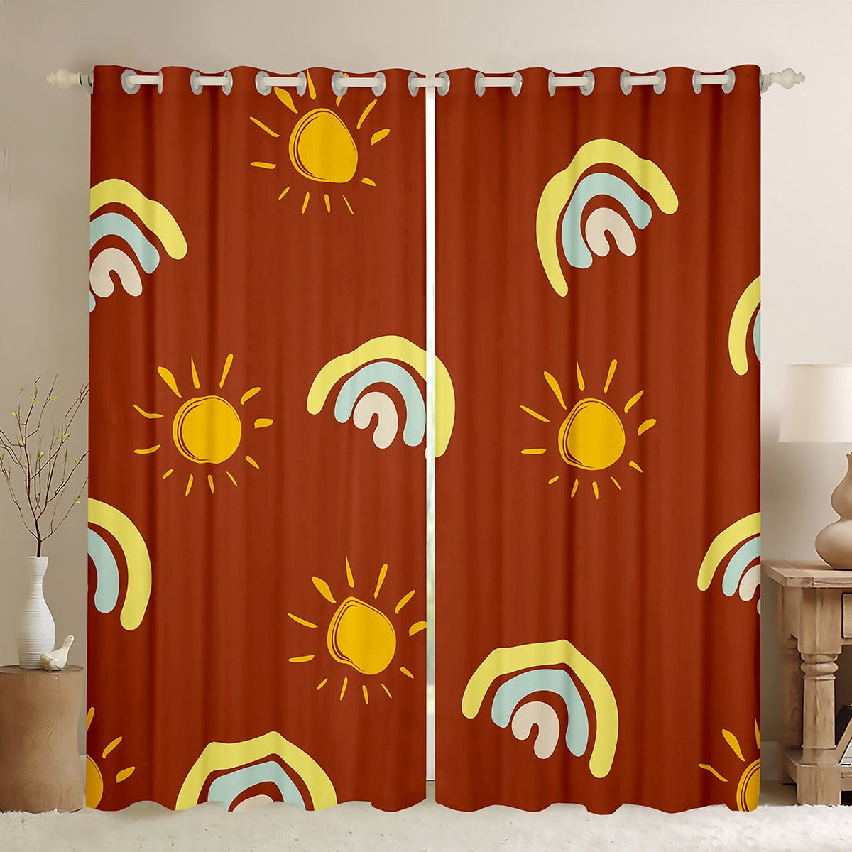 YST Cute Rainbow Curtains for Girls Rainbow 30%-50% Blackout Curtains ...