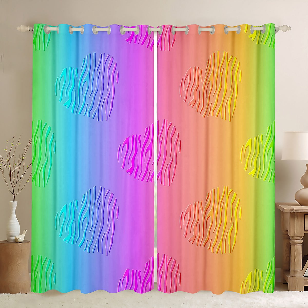 YST Cute Rainbow Curtains for Kids Boys Girls Colorful Ombre Gradient ...