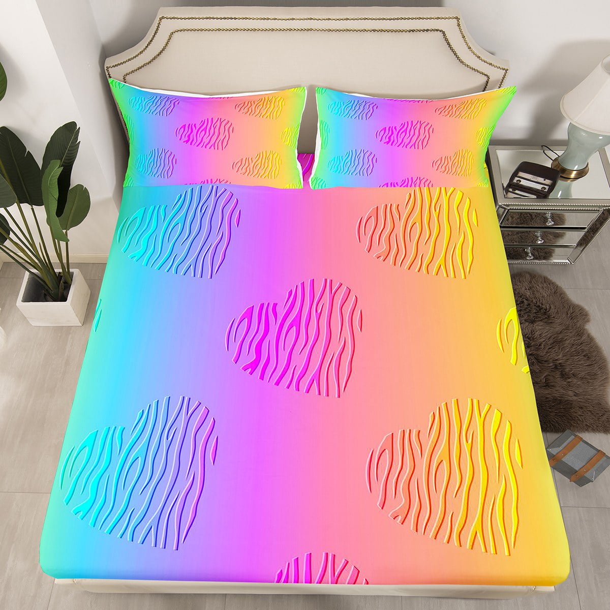 YST Cute Rainbow Full Sheets for Kids Boys Girls Colorful Ombre ...