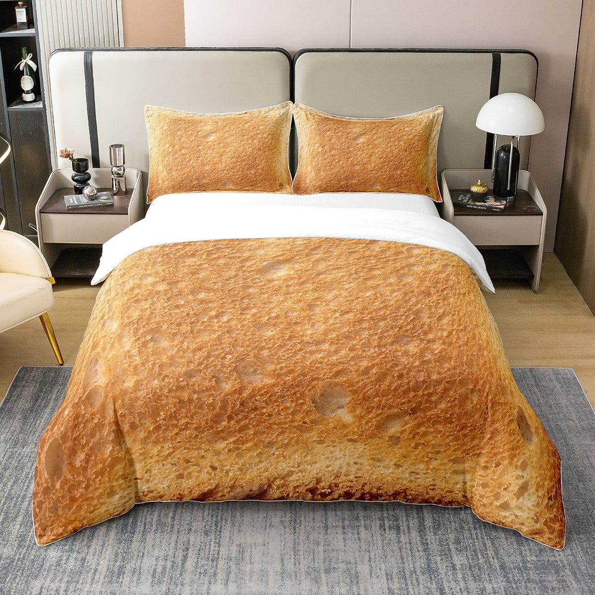 Cute Toast 100% Natural Cotton Duvet Cover,3D food Print Comforter ...