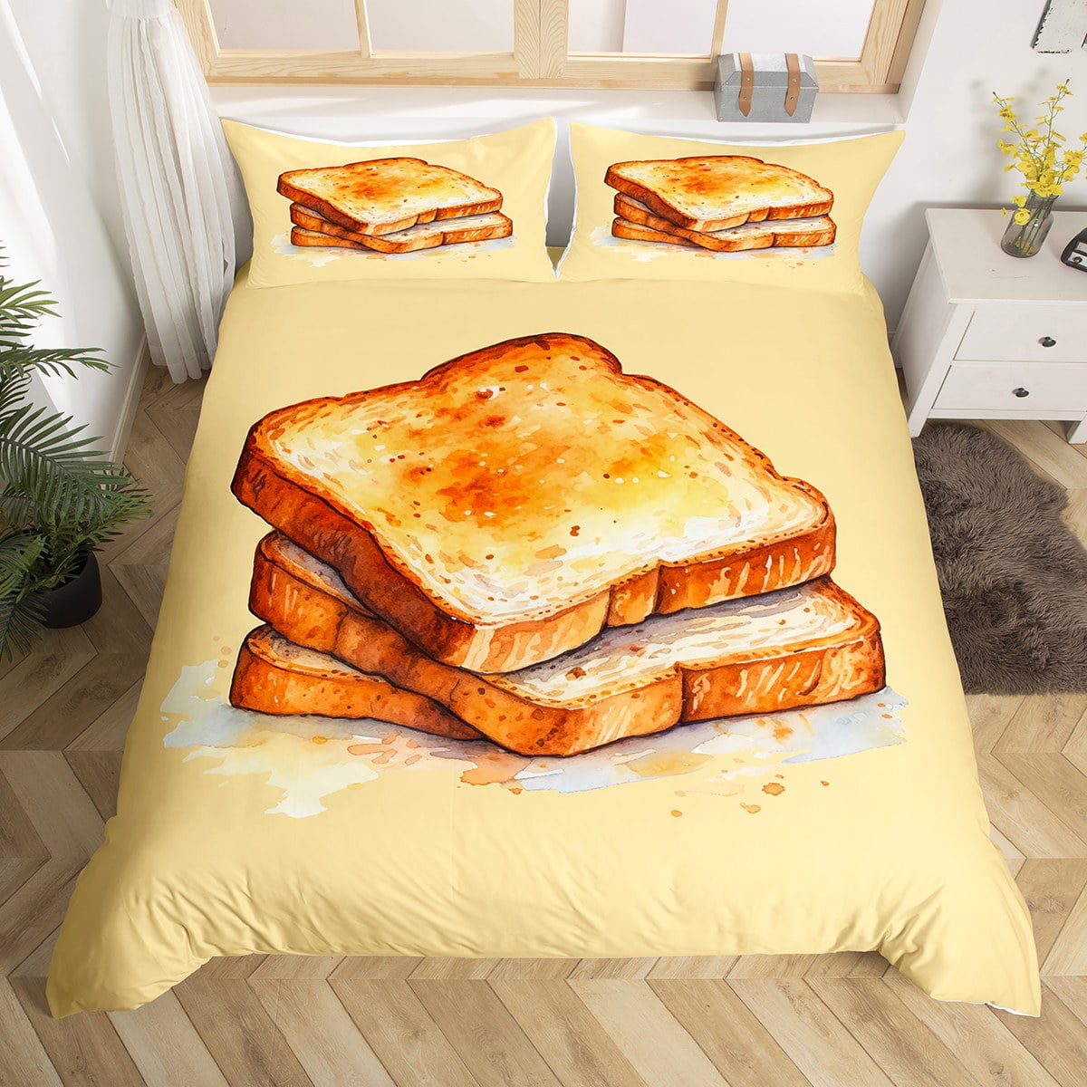YST Cute Toast Duvet Cover Twin for Kids Girls Boys,Cartoon Toast Bread ...