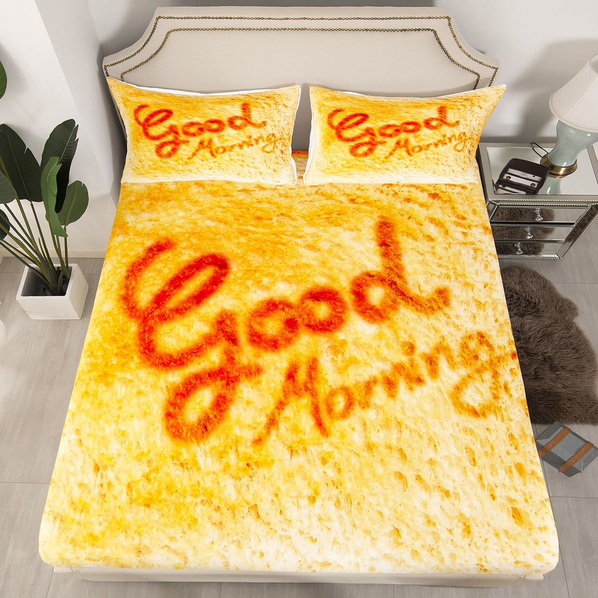 YST Cute Toast Fitted Sheet Queen for Adults Kids,Toast Bread Bedding ...