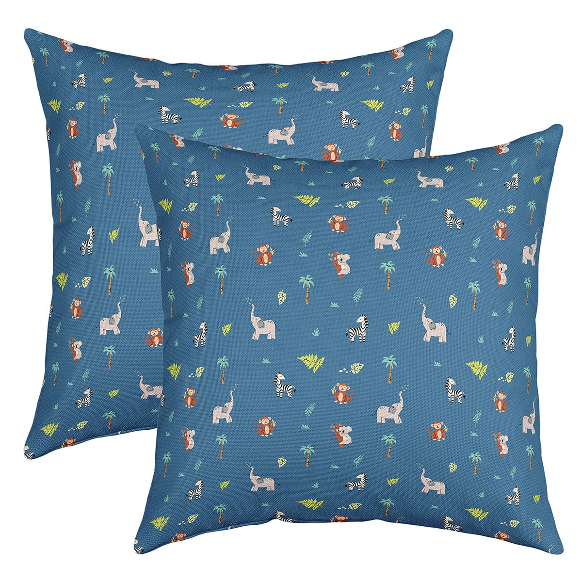 Cute Zebra Elephant Throw Pillow Covers 16x16 inch set of 2,Kawaii ...