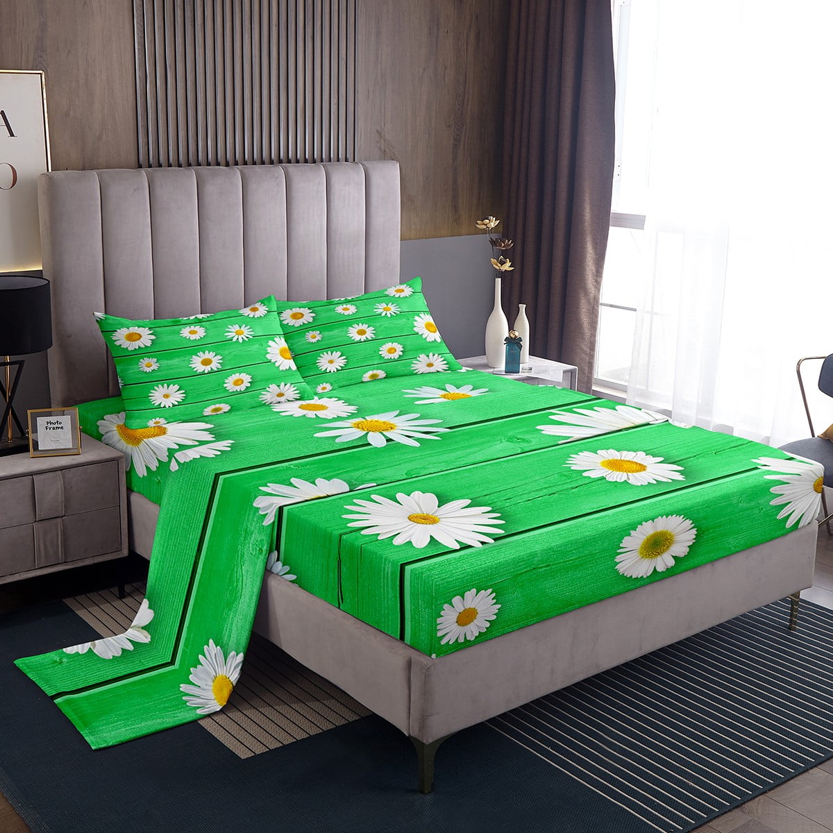 Daisy King Sheet Set ,White Flowers Sheets Bohemian Floral Bed Sheets ...