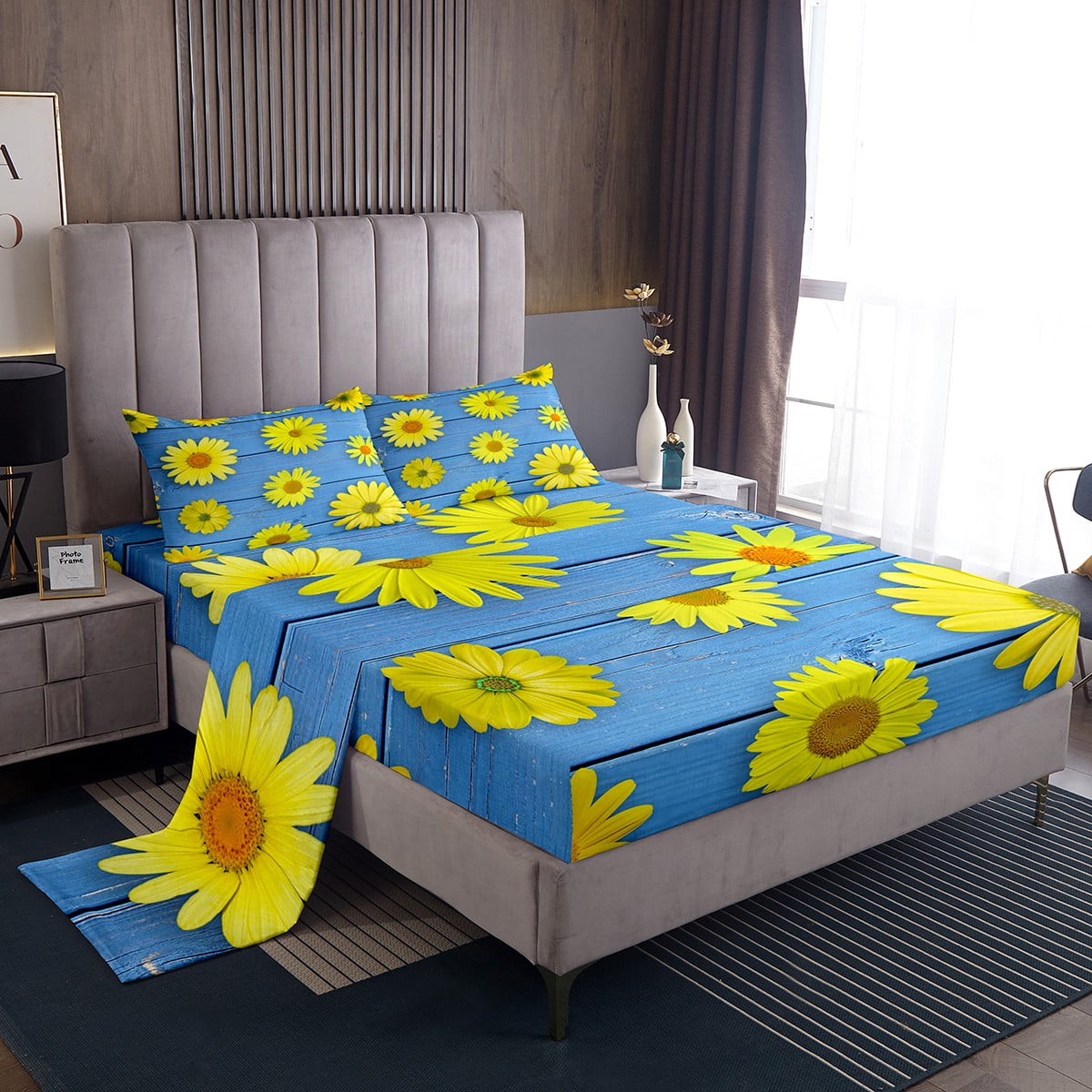 YST Daisy King Sheet Set for Girls,Yellow Flowers Sheets Bohemian ...