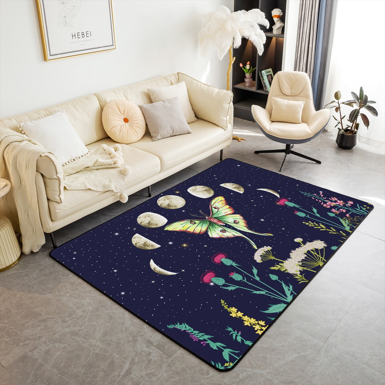 YST Death Moth Area Rugs 5x7 for Bedside,Exotic Gothic Animal Carpet ...