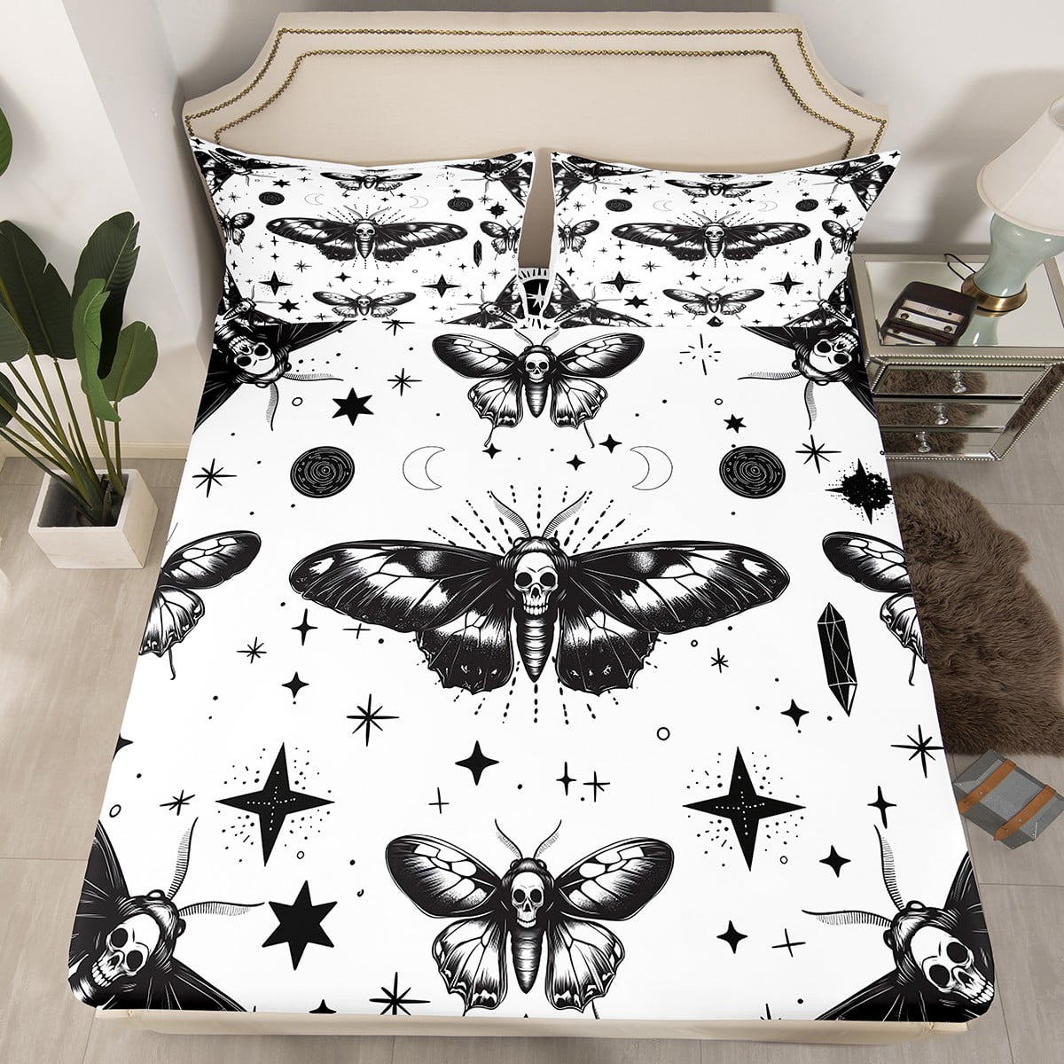 YST Death Moth Bed Sheets Twin Size Gothic Skull For Kids Boys Girls ...