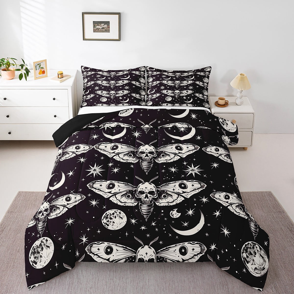 Erosebridal Death Moth Bedding Comforter Sets, Halloween Skull ...
