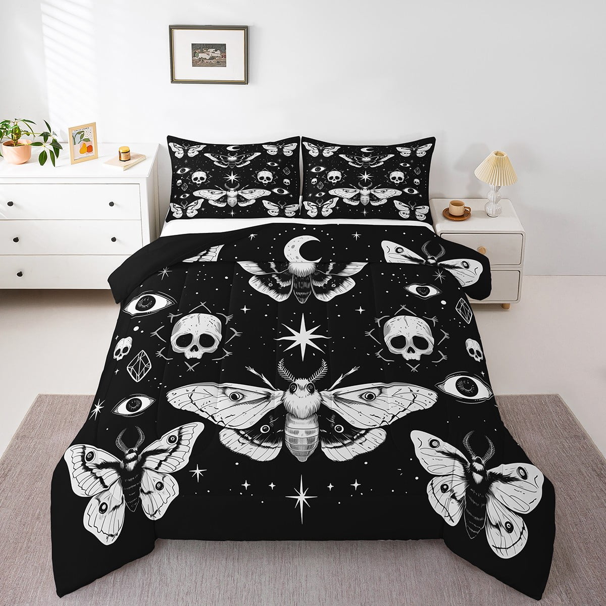 YST Death Moth Bedding Set Toddler Size, Halloween Skull Comforter Set ...