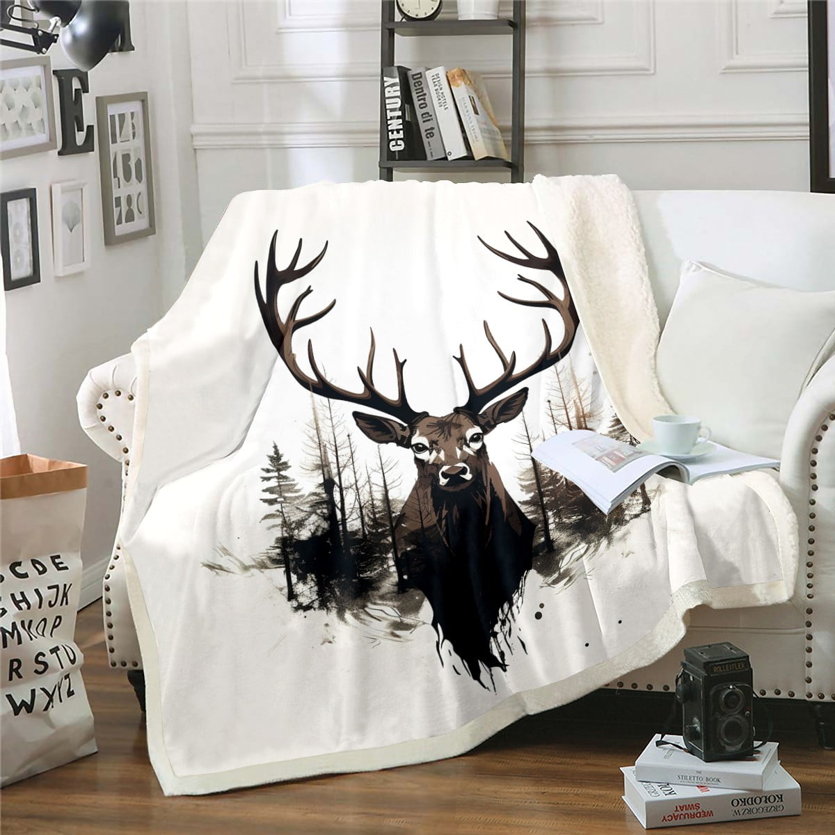 Deer Blanket Deer Hunting Fleece Blanket Rustic Farmhouse Throw Blanket ...