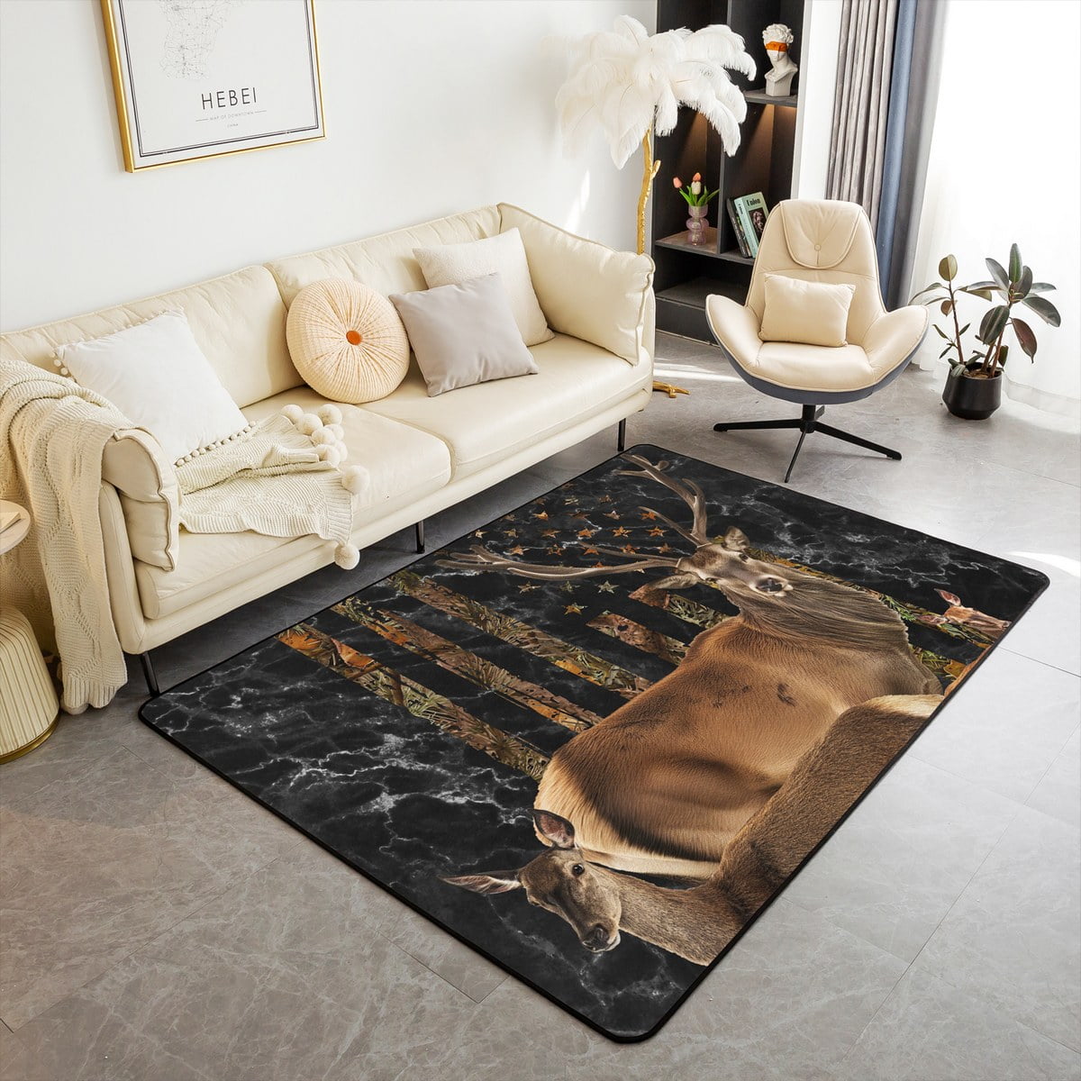 Erosebridal Deer Hunting Camo Rug,American Flag Carpet 3x5 Bedroom ...