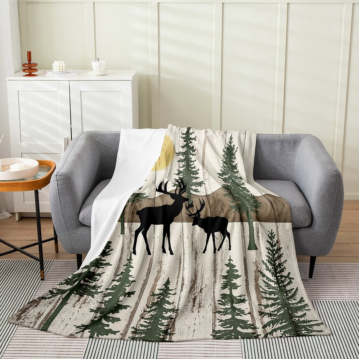 YST Deer Print Throw Blanket,Jungle Elk Moose Fleece Blanket for Kids ...