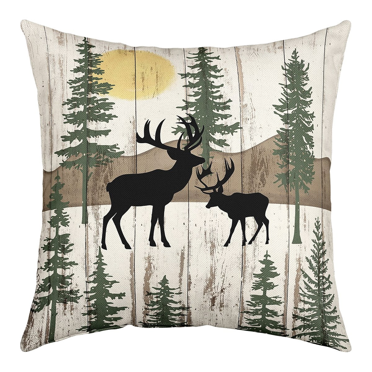 YST Deer Print Throw Pillow Cover,Jungle Elk Moose Accent Pillow Case ...