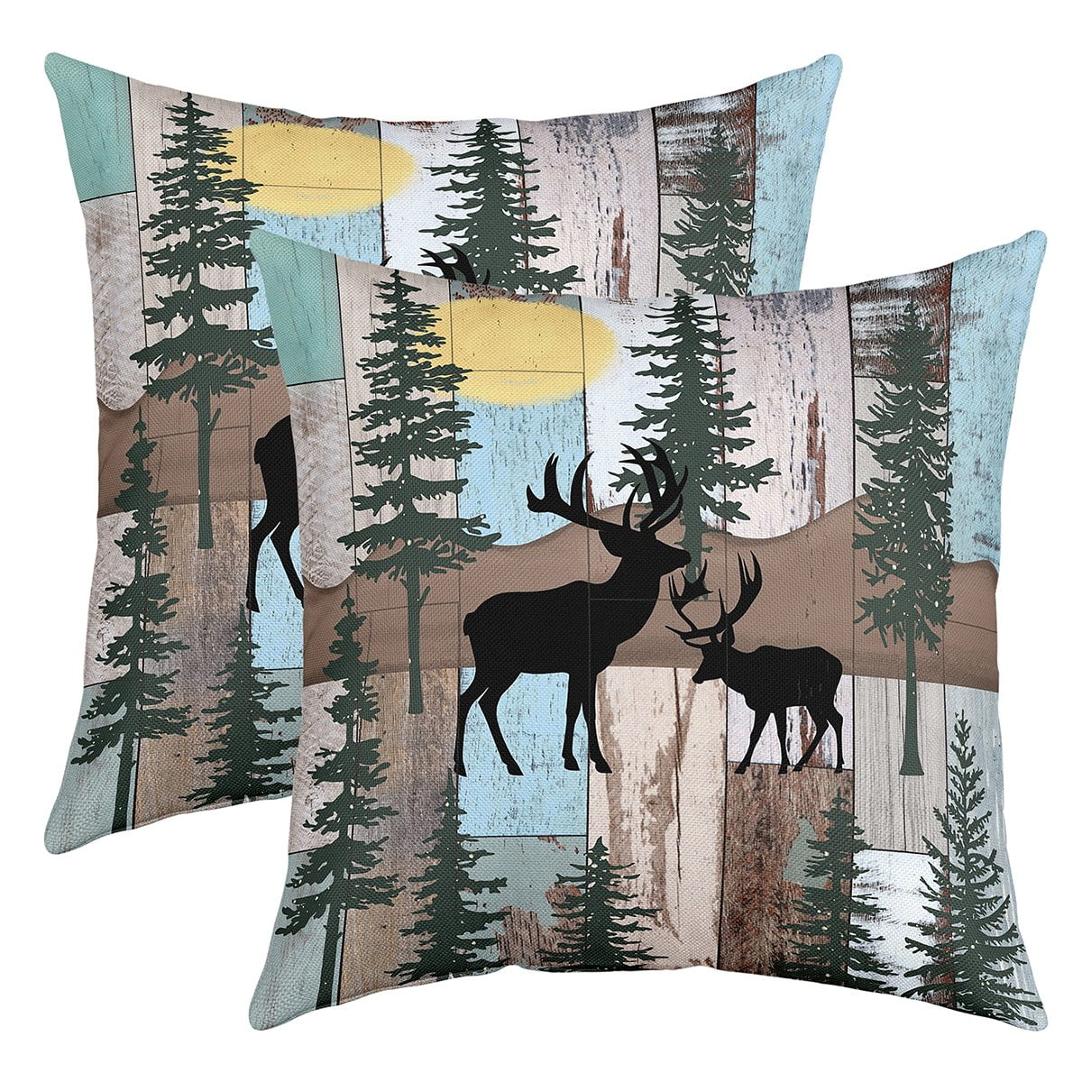 YST Deer Rustic Pillow Covers for Kids Adult,Camper Wild Animal Moose ...