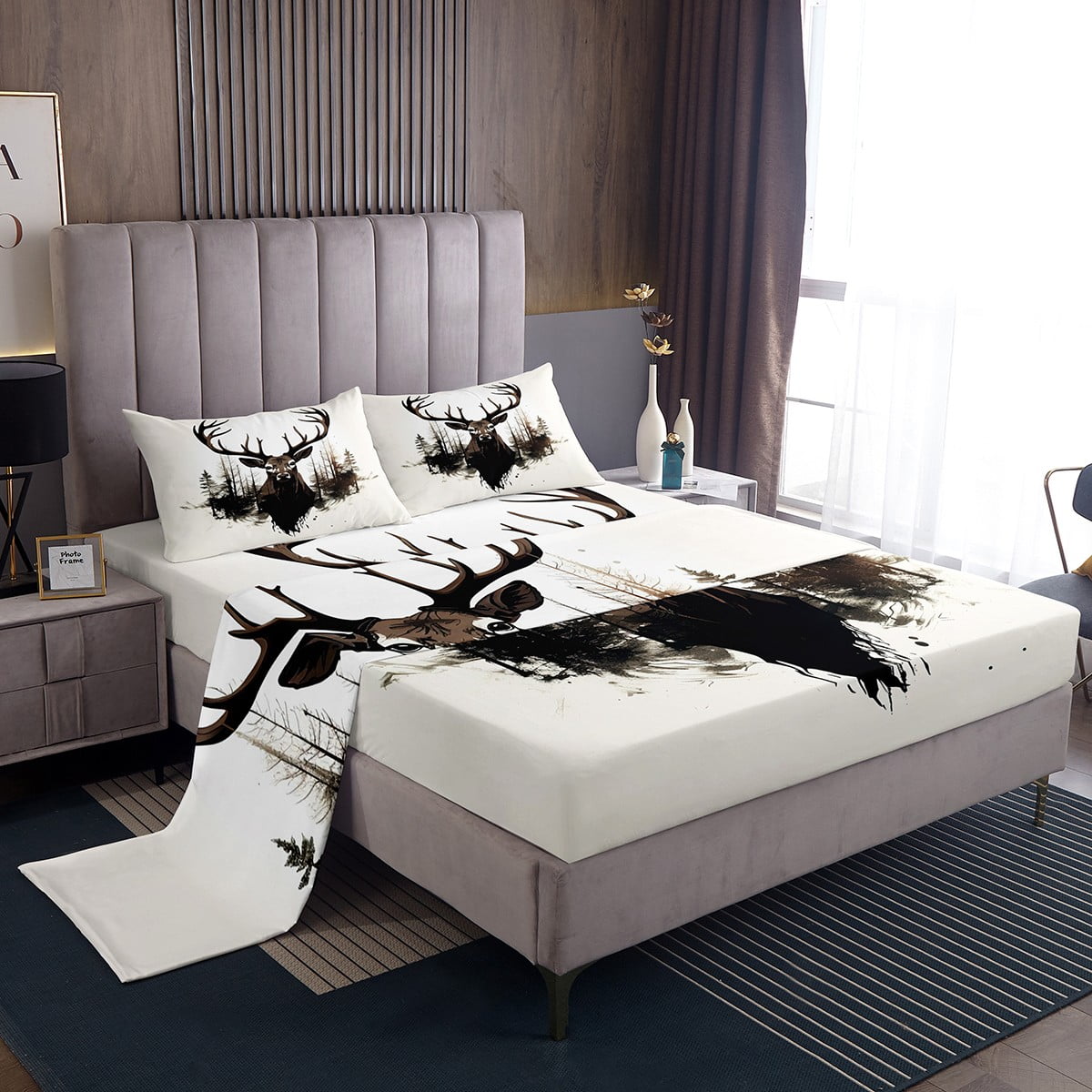 YST Deer Sheets Boys Deer Hunting Sheet Set Rustic Farmhouse Bed Sheets ...