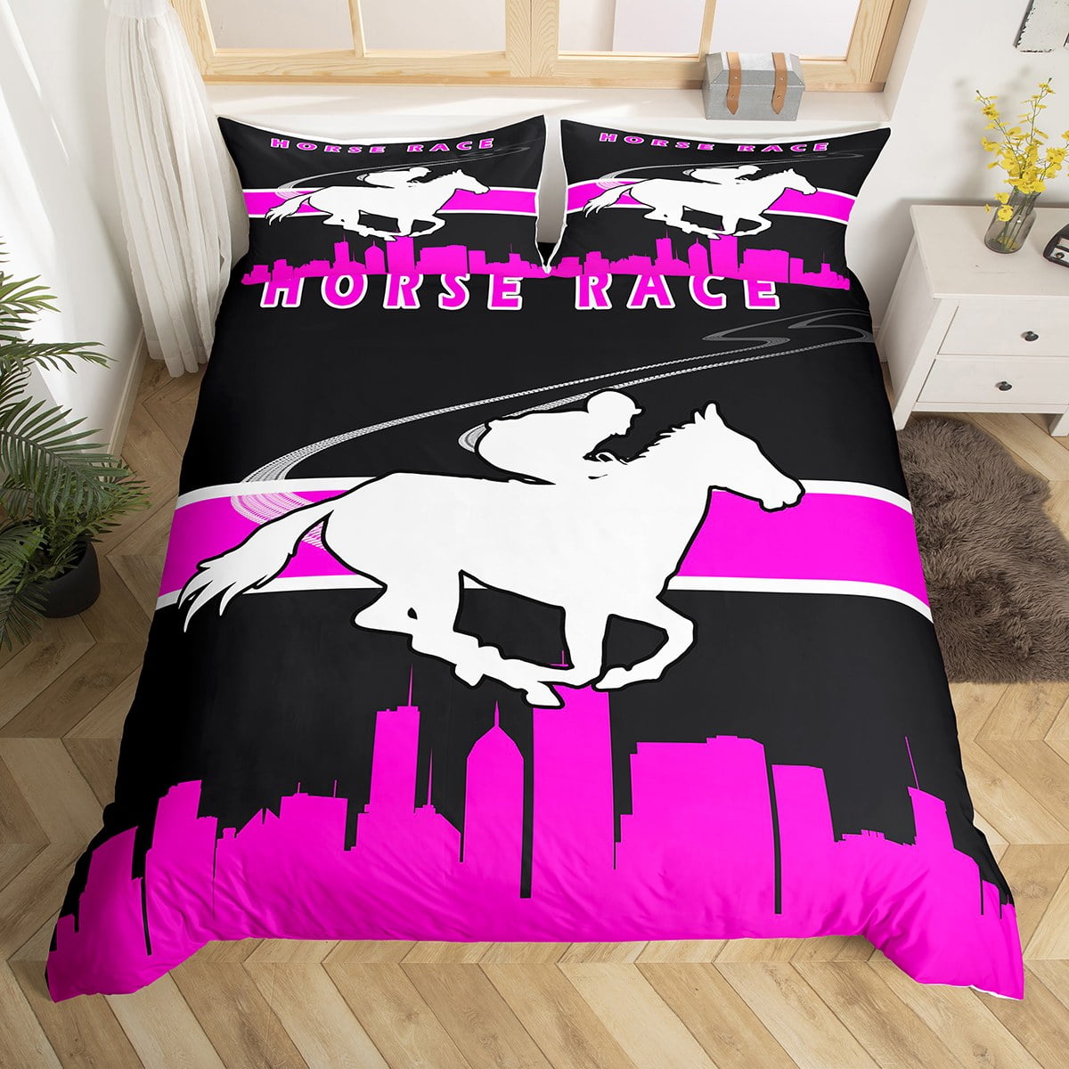 YST Derby Racing Bed Set Western Cowgirl Duvet Cover King Size, Rustic ...