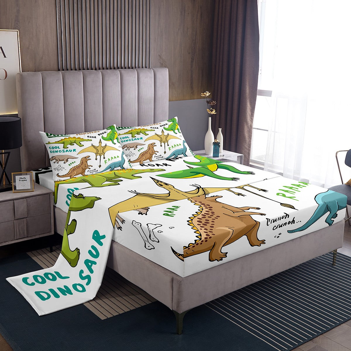 YST Dino Bed Sheets Set for Kids Boys Girls,Dinosaur Sheet Set Queen,Set of Ancient Dinosaur ...
